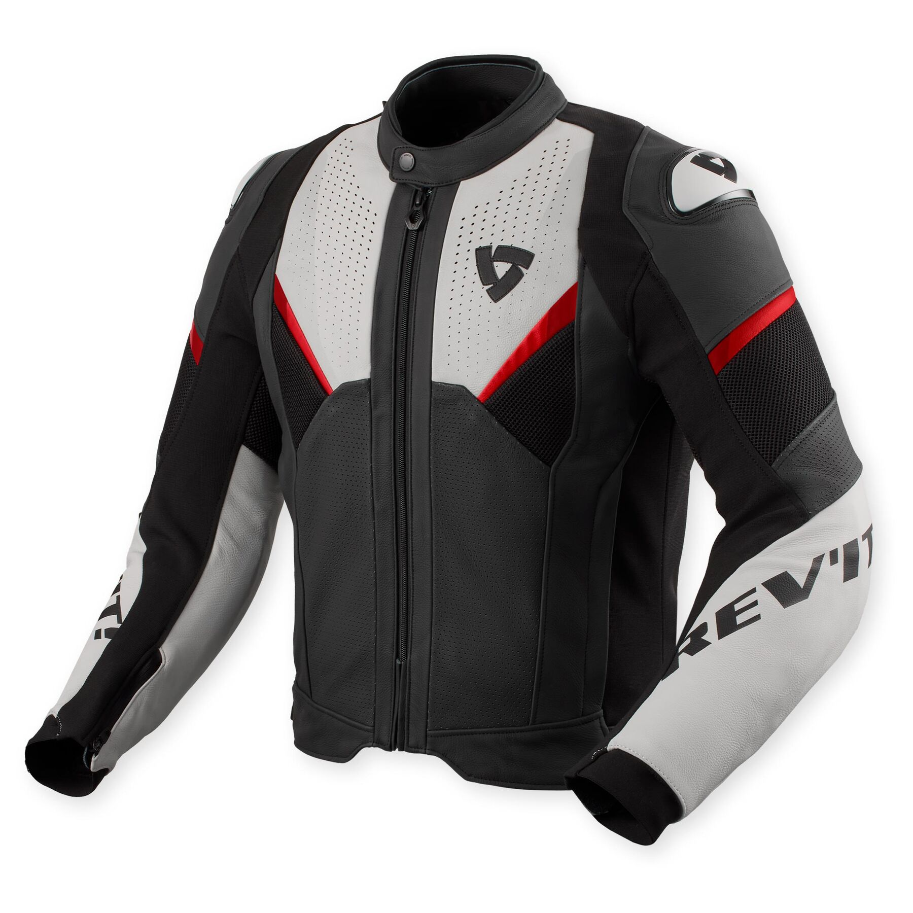 Rev'it! Leather Jacket - Automate - Black Light Grey